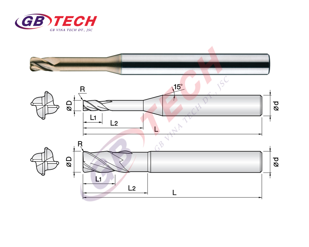 Mũi Dao Phay Cổ Dài 4Me Bo R